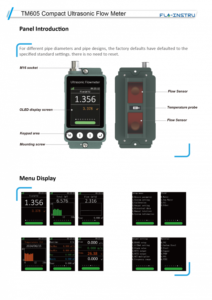 TM605 Clip On Ultrasonic Flow Meter For Accurate Flow Monitoring