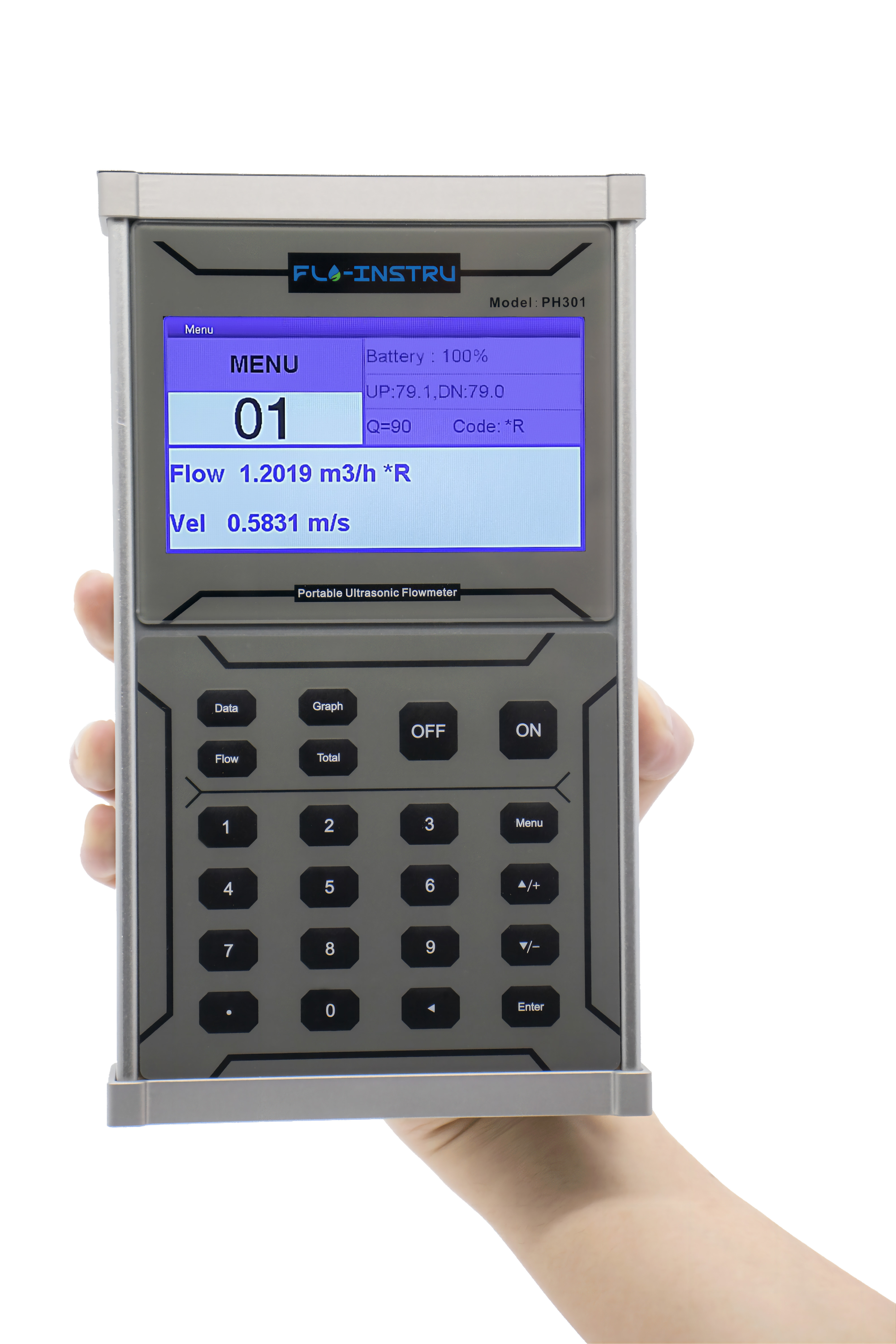 PH301 Portable Ultrasonic Flow Meter Easy To Setup & Data Collection