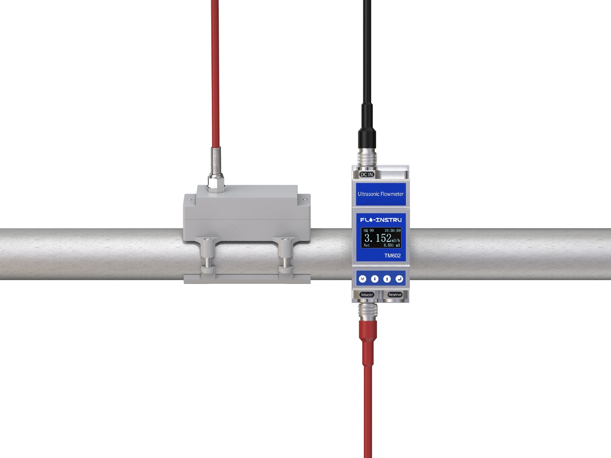 Modbus Communication Carbon Steel TM602 Ultrasonic Flow Meter for Small ...